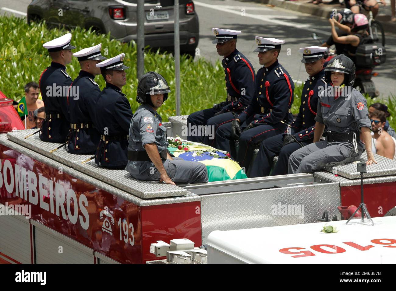 Santos, Brazil. 03rd Jan, 2023. The coffin of the late Brazilian soccer ...
