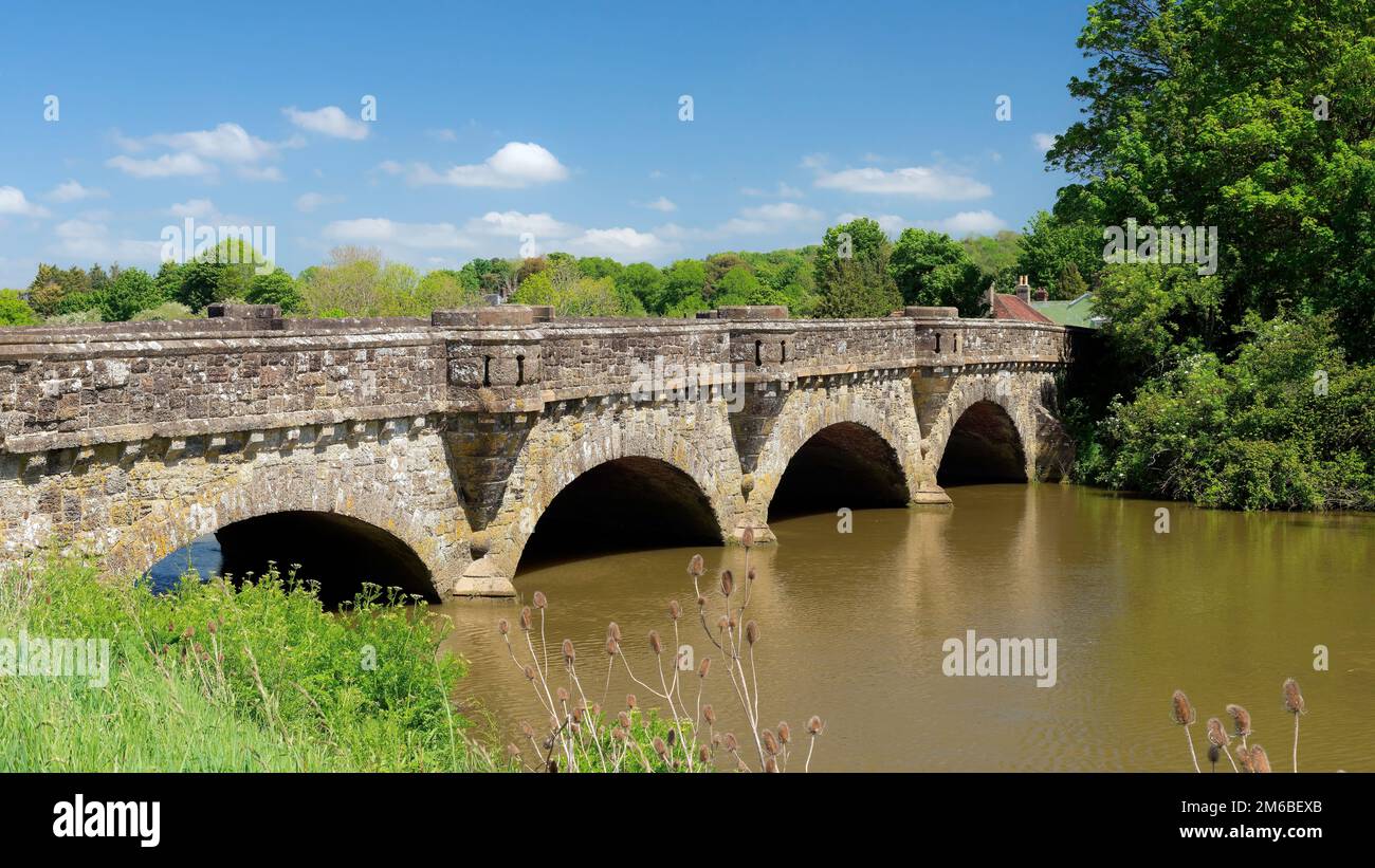 Houghton River and Bridge, Sussex, South Downs UK Stock Photo - Alamy