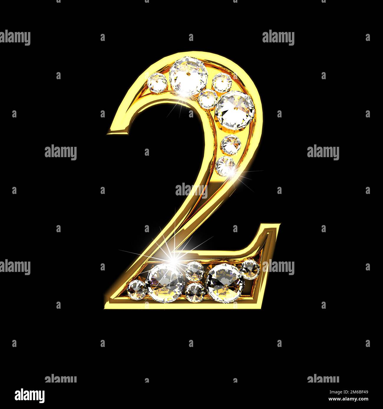 2 isolated golden letters with diamonds on black Stock Photo - Alamy
