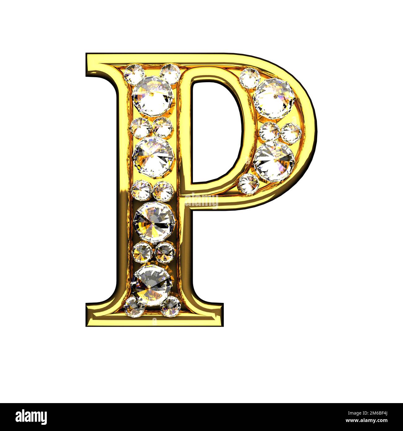 P isolated golden letters with diamonds on white Stock Photo - Alamy