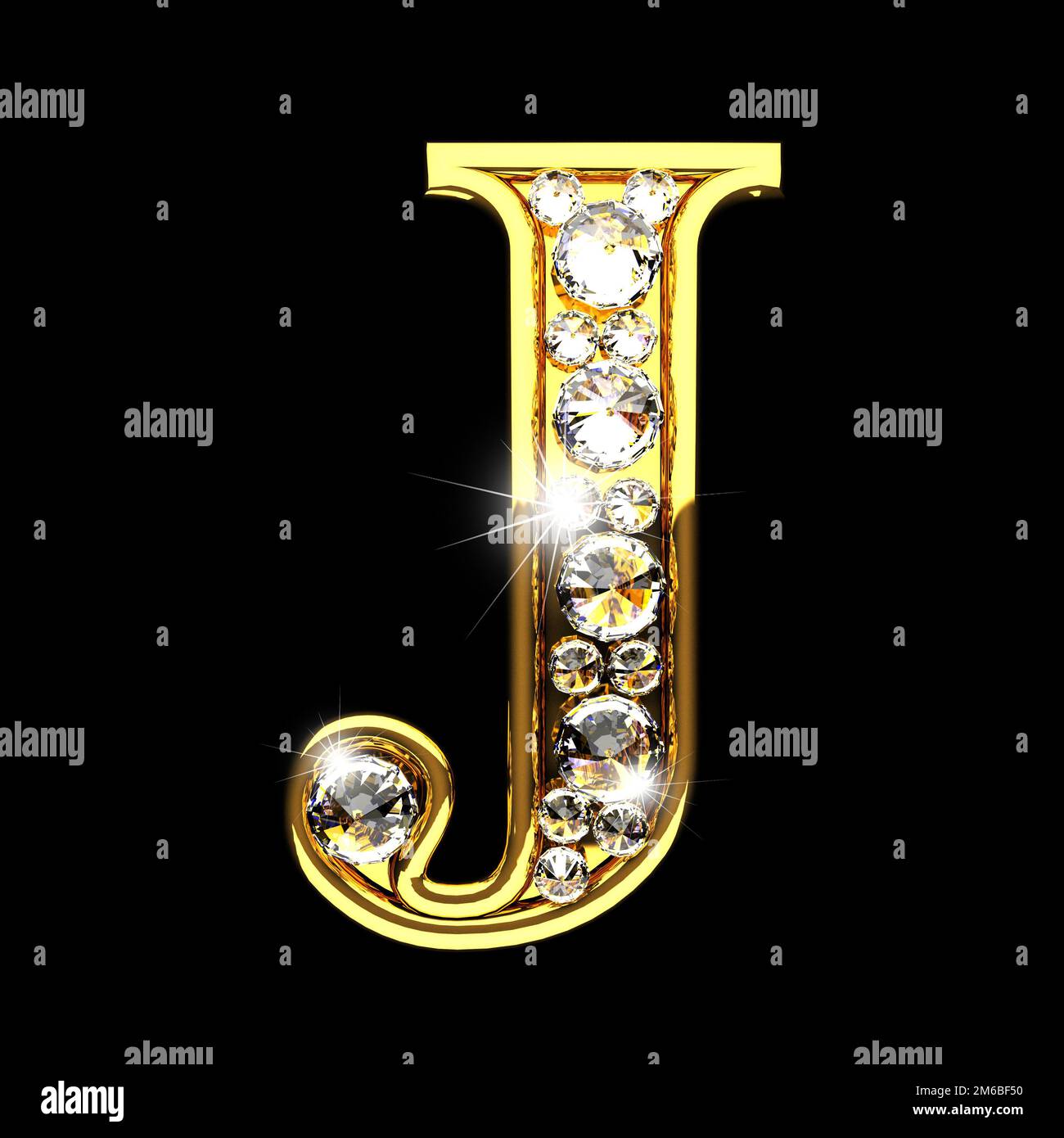 J isolated golden letters with diamonds on black Stock Photo - Alamy