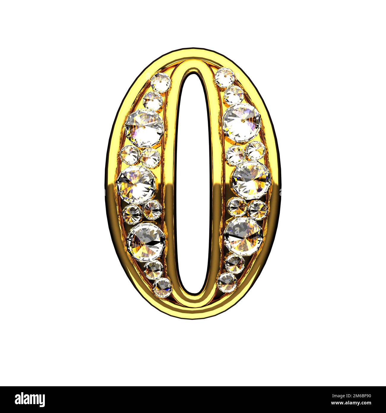 0 isolated golden letters with diamonds on white Stock Photo - Alamy