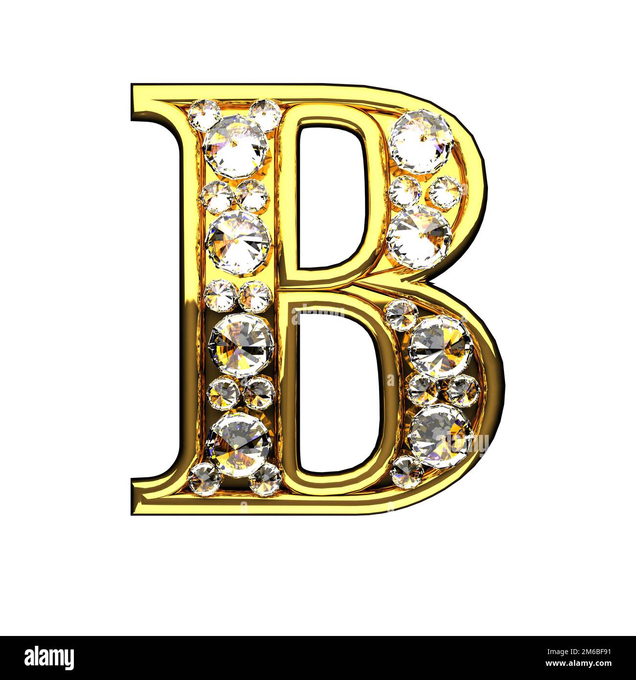 B isolated golden letters with diamonds on white Stock Photo - Alamy