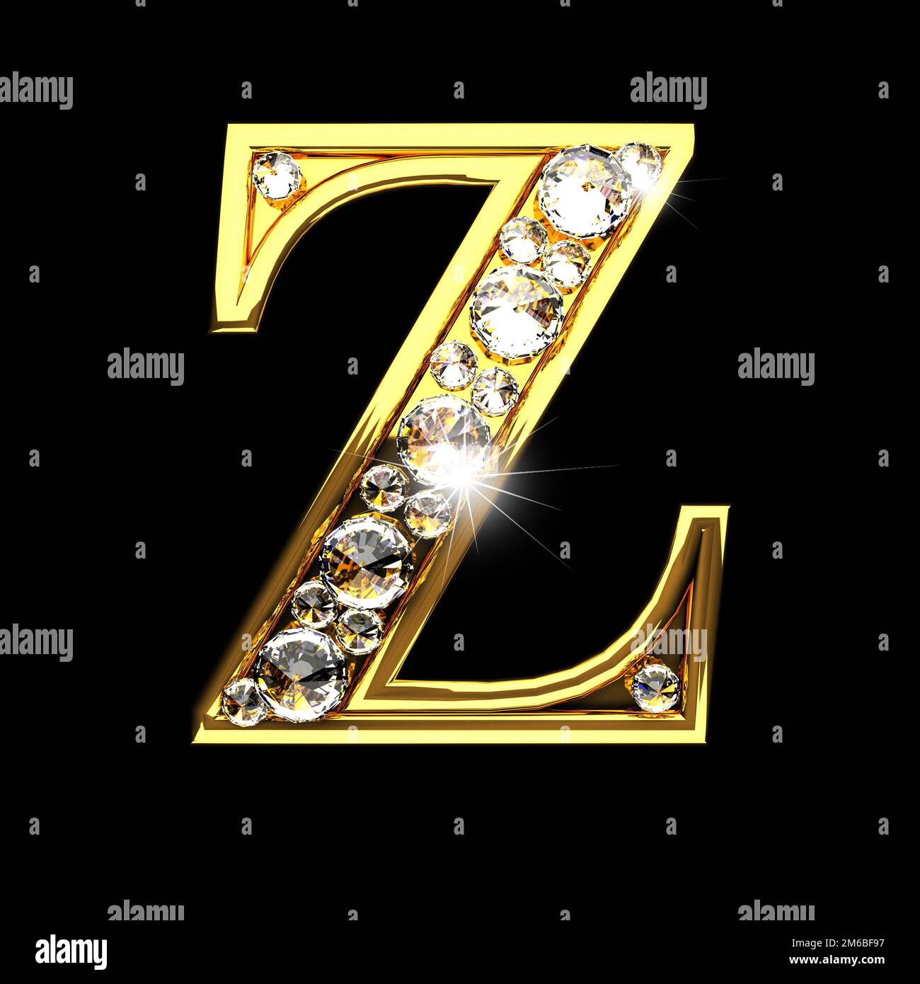 Z isolated golden letters with diamonds on black Stock Photo - Alamy
