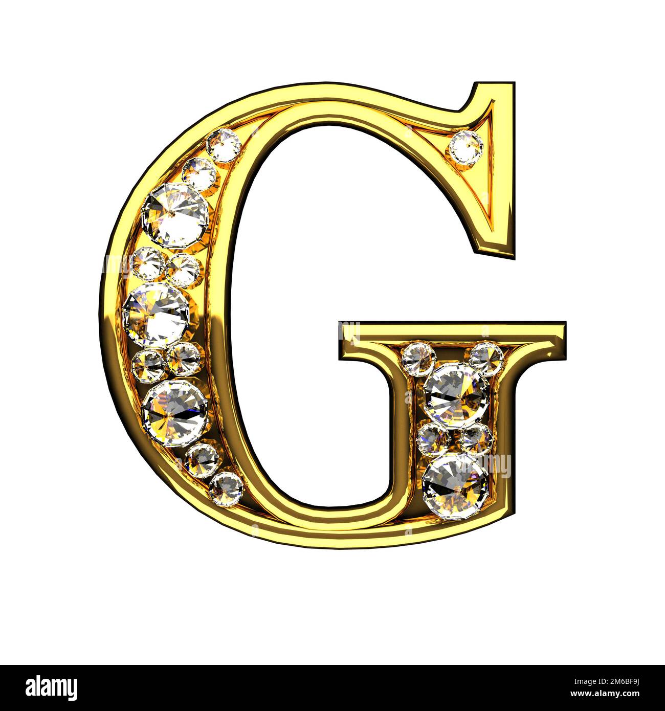 G isolated golden letters with diamonds on white Stock Photo - Alamy