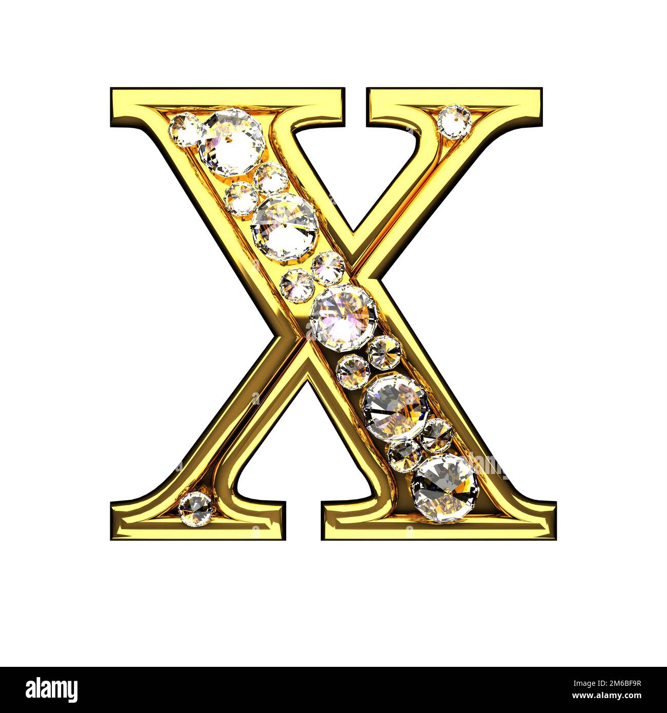 X isolated golden letters with diamonds on white Stock Photo - Alamy