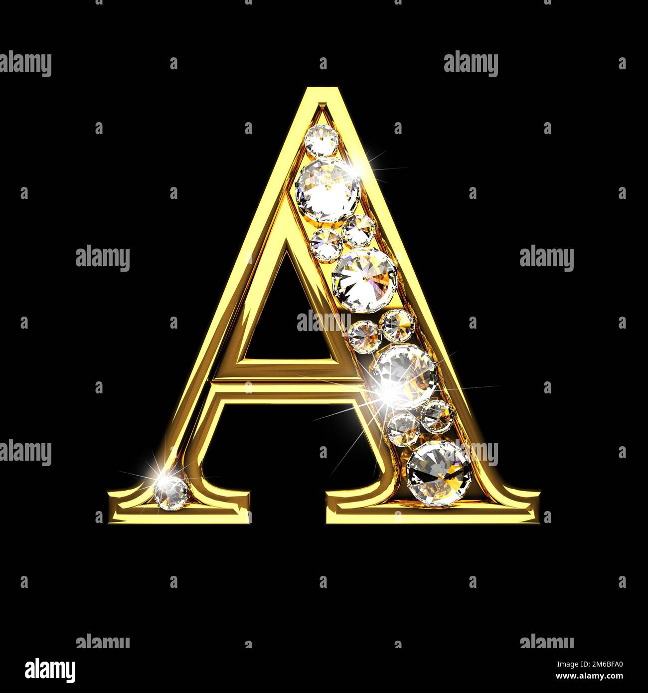 A isolated golden letters with diamonds on black Stock Photo - Alamy
