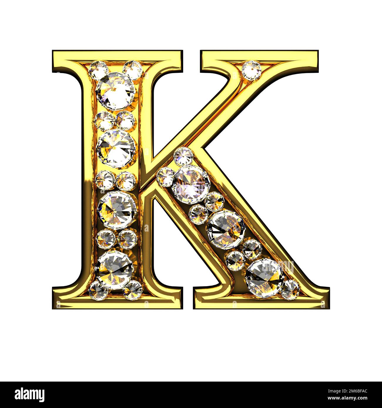 K isolated golden letters with diamonds on white Stock Photo - Alamy