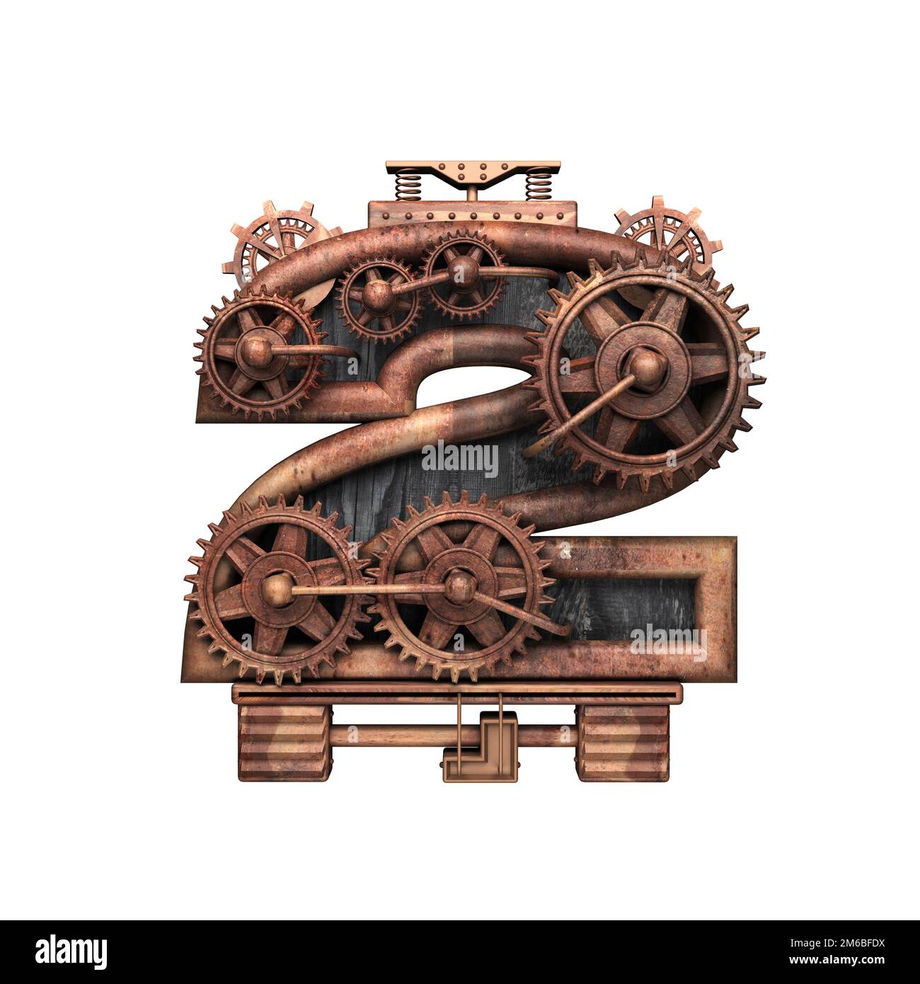 2 isolated rusted letter with gears on white Stock Photo - Alamy