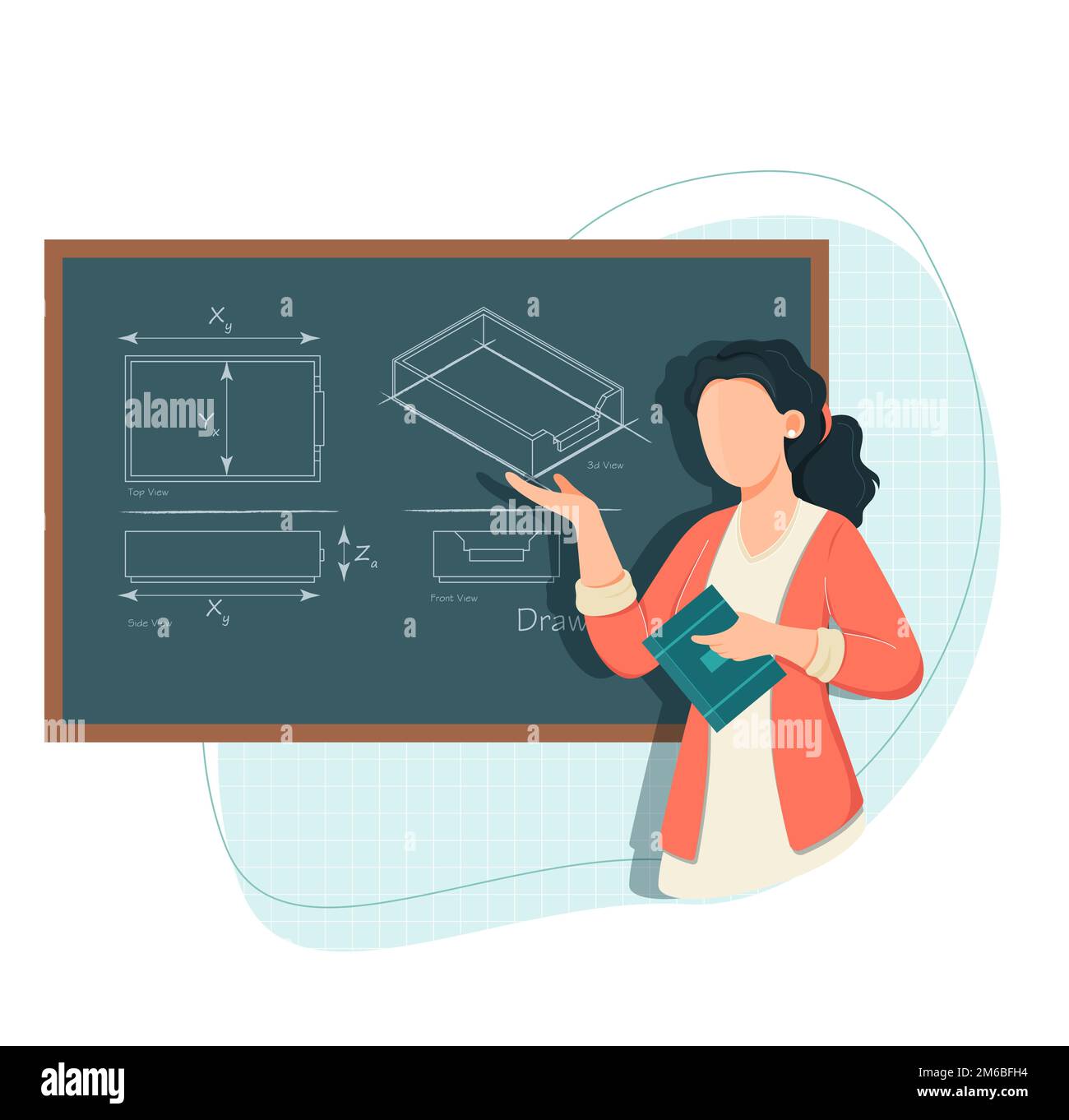 Teaching Technical Drawing on Board - stock illustration as EPS 10 File ...