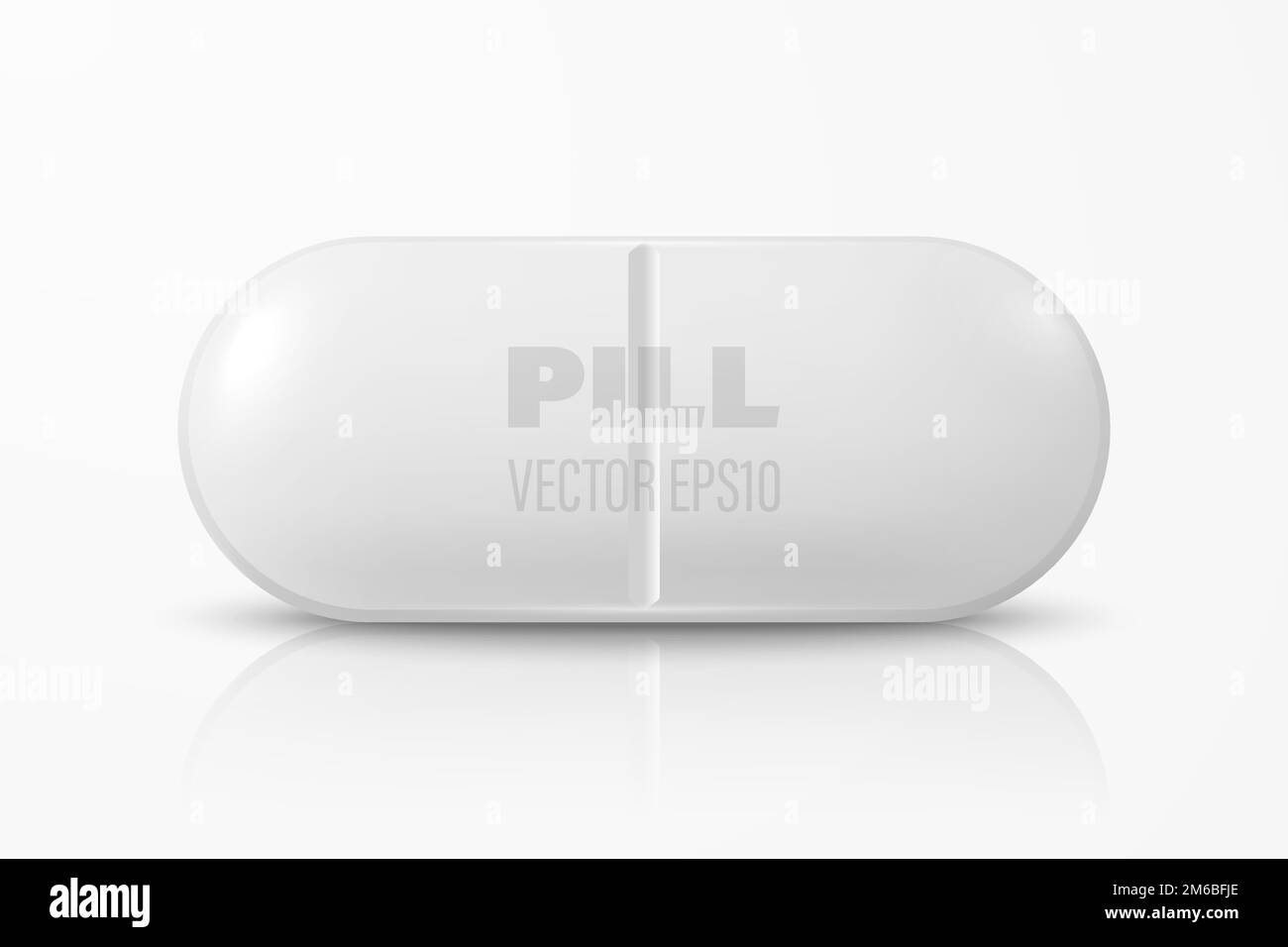 Vector 3d Realistic White Oval Horizontal Pharmaceutical Medical Pill ...
