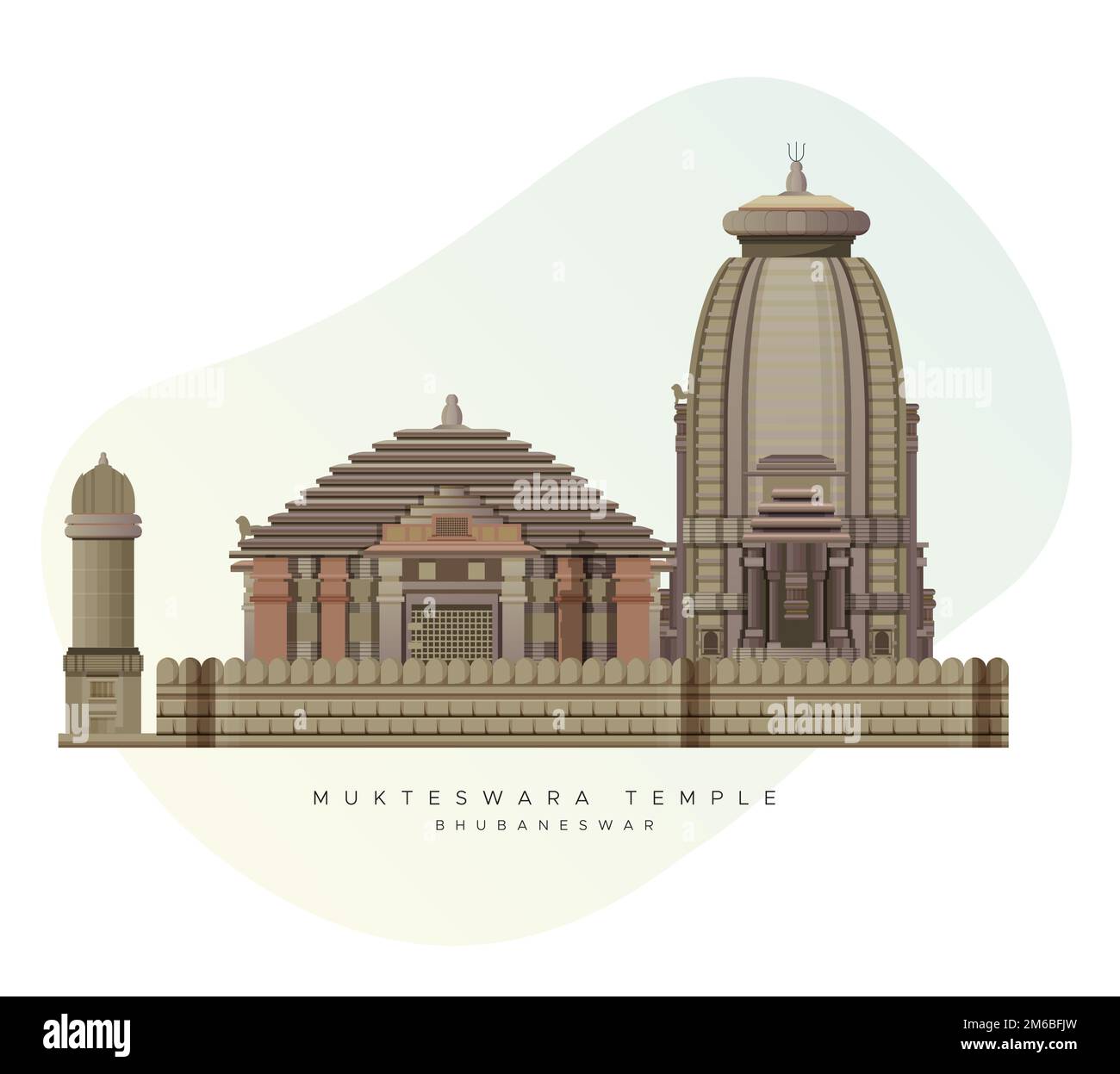 Bhubaneswar City - Mukteswara Temple - Illustration as EPS 10 File ...