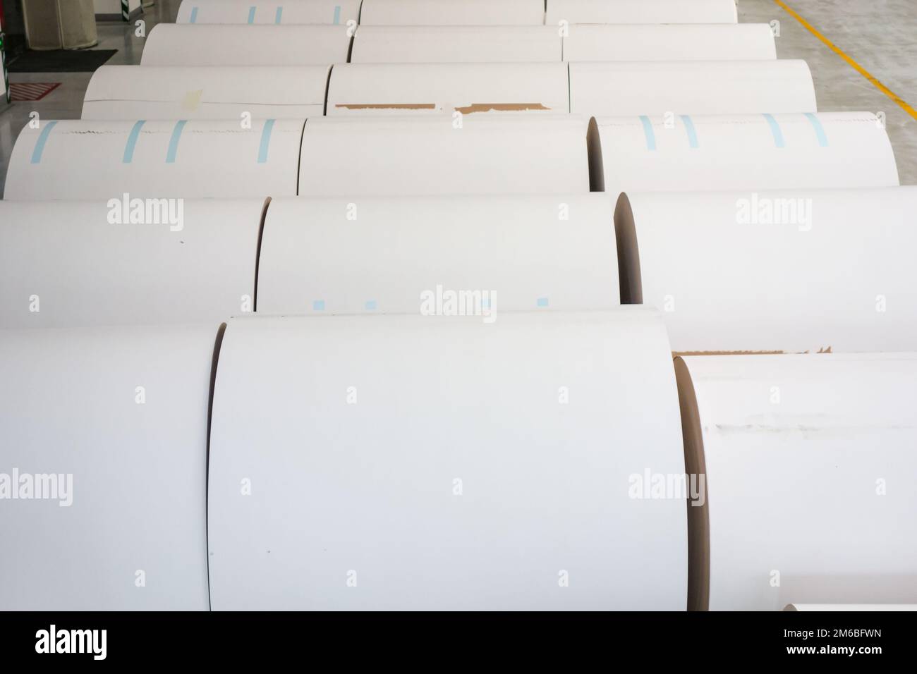The huge white paper rolls in the factory Stock Photo - Alamy