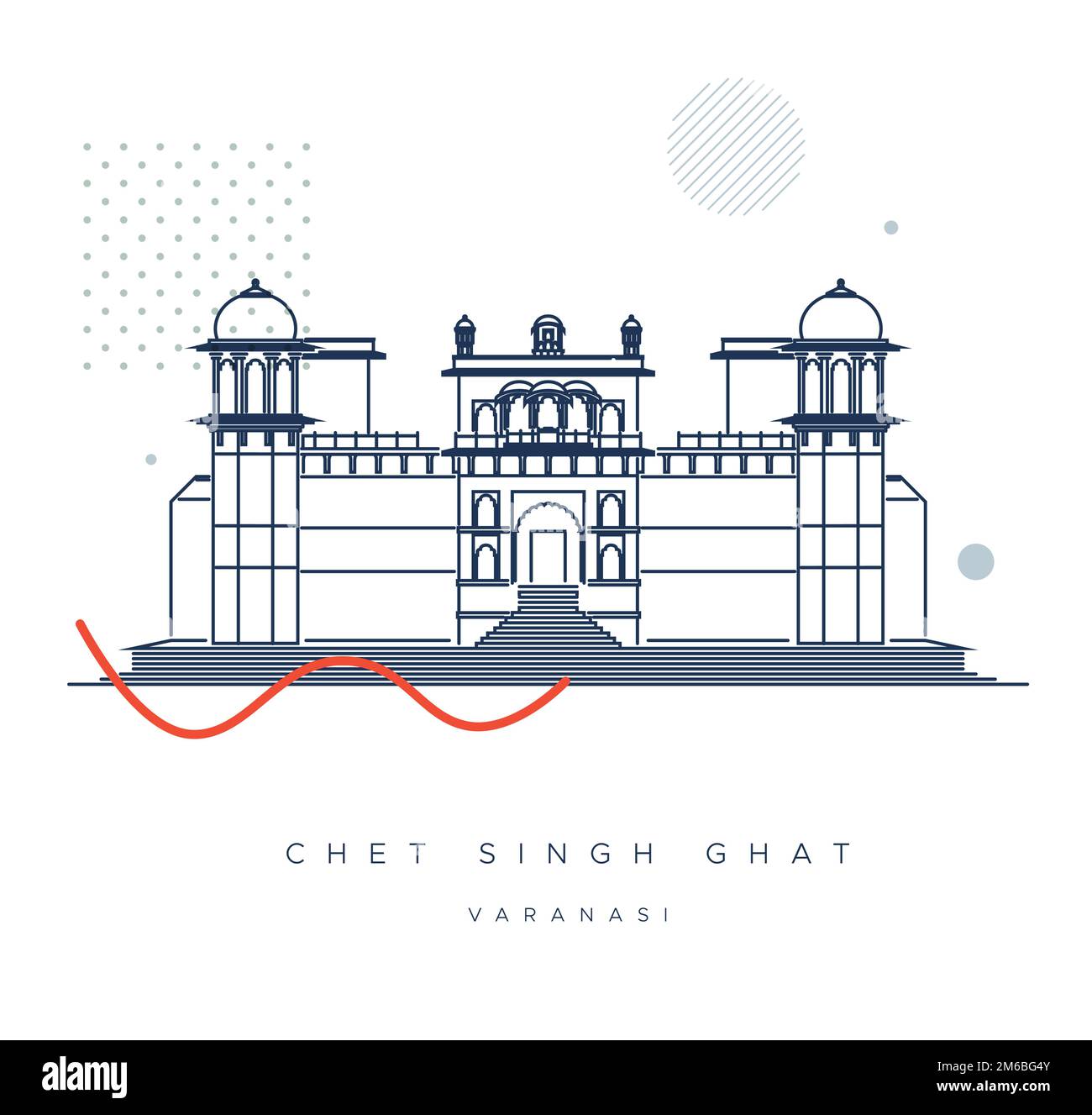 Varanasi City - Chet Singh Ghat - Icon Illustration as EPS 10 File ...