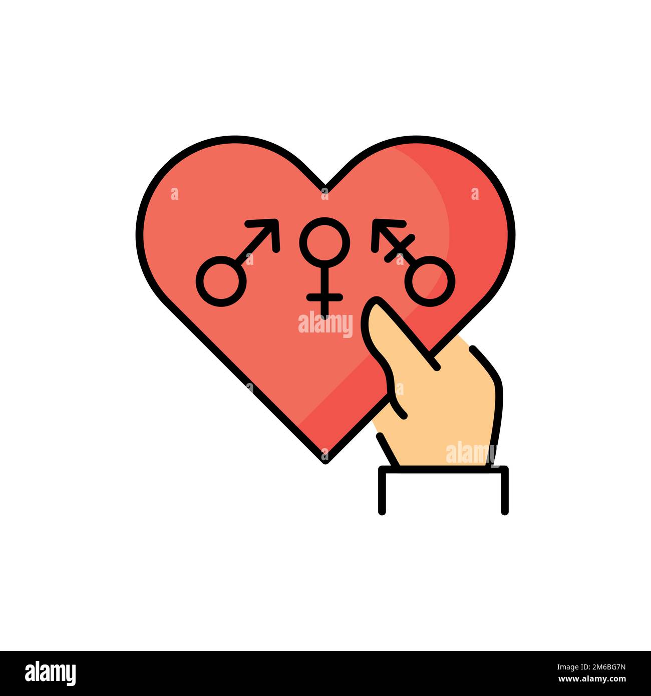 Gender equality color line icon. Multinational company. Diverse group ...