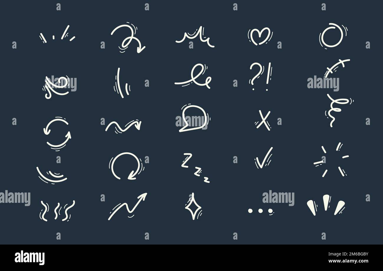 Doodle Swash Black hand-drawn cartoon line stroke. Movement drawing effect, curve express ...