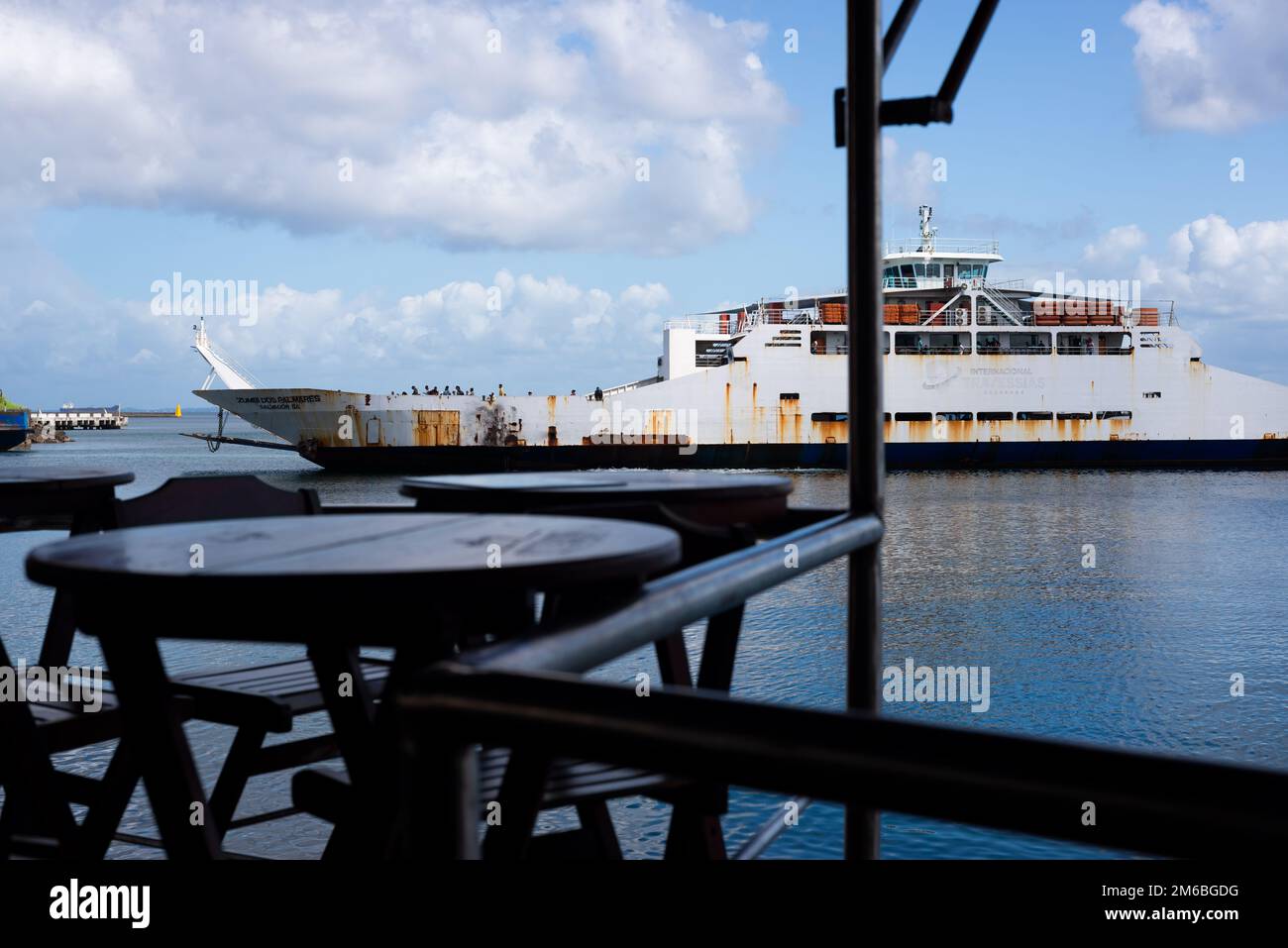 Ferry-Boat sailing in the sea near the maritime terminal in the city of ...