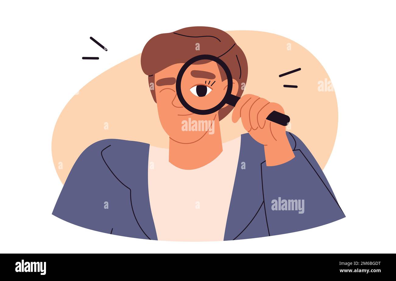 Finding Solutions concept. Business man is making research with a ...