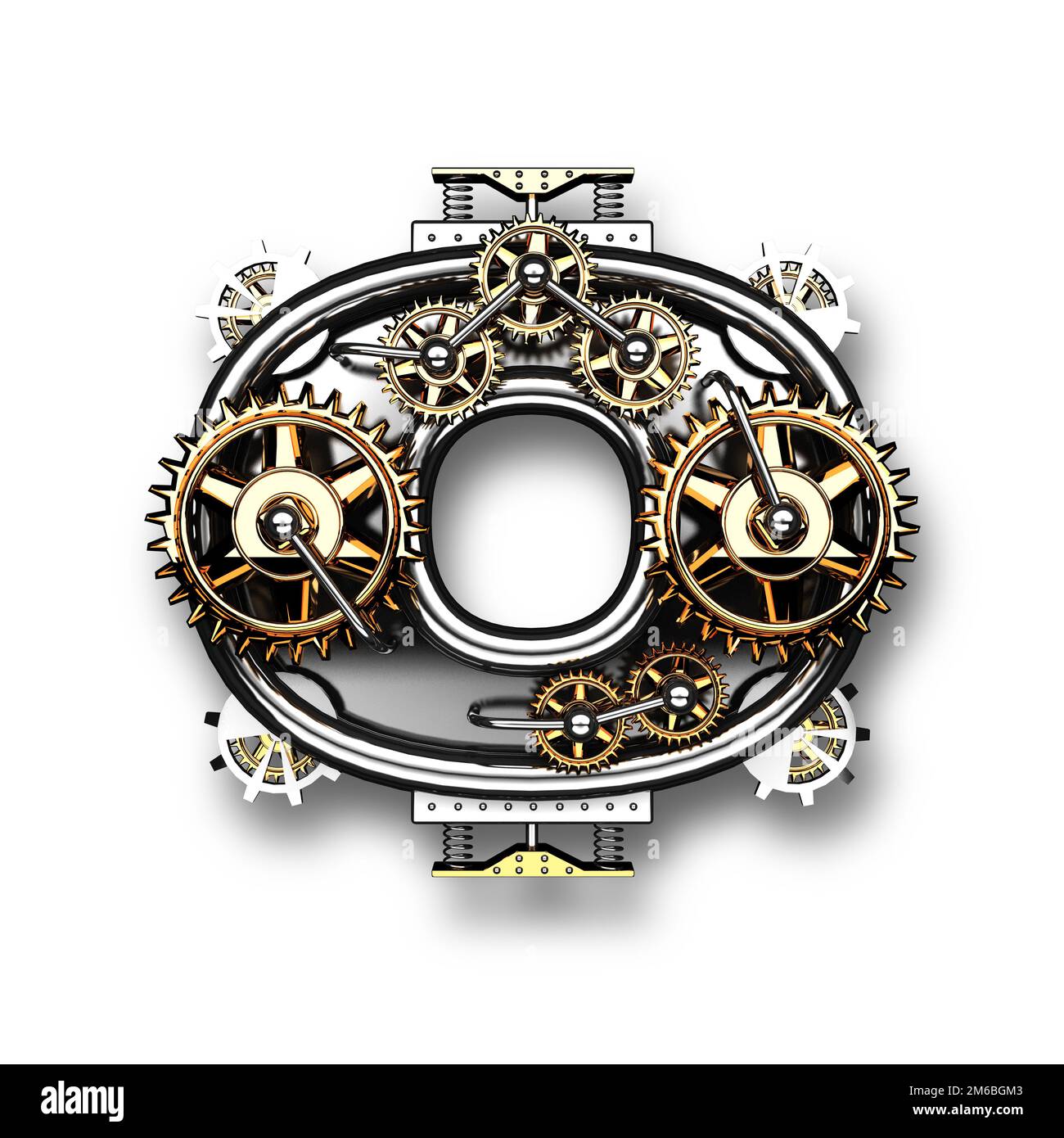 O isolated metal letter with gears on white background Stock Photo - Alamy