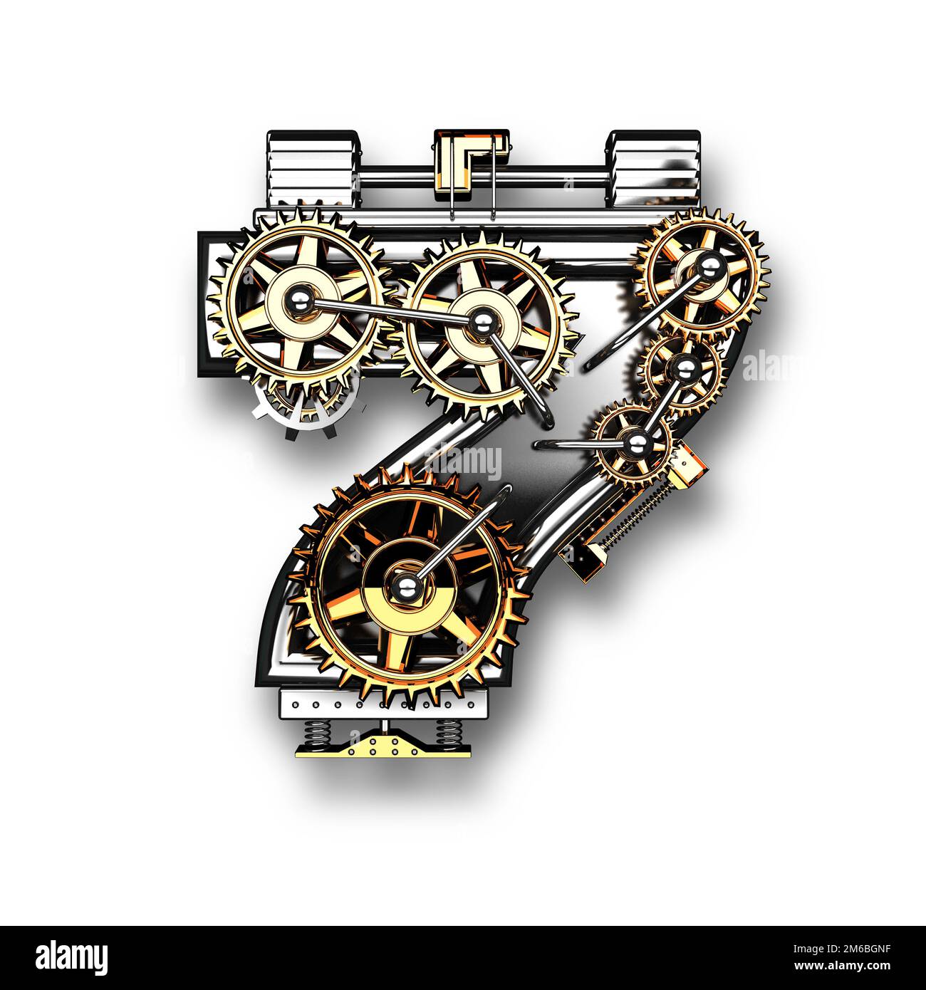 7 isolated metal letter with gears on white background Stock Photo - Alamy