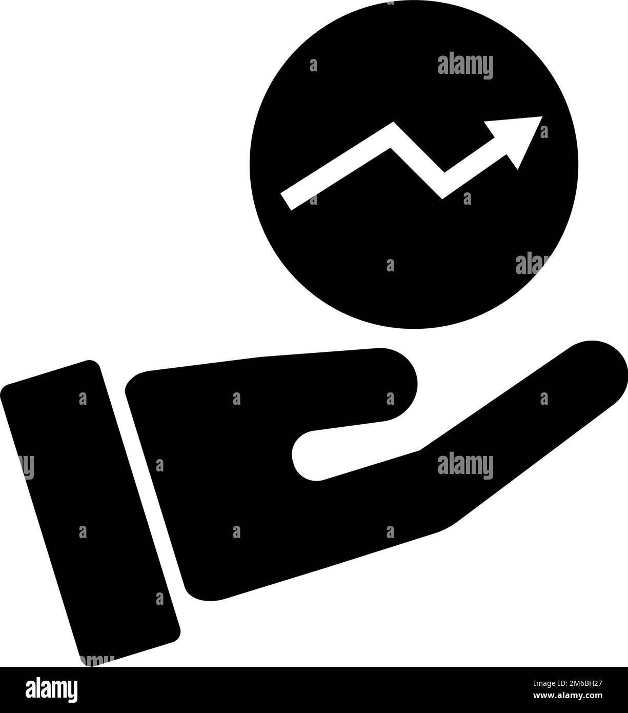 Increase round chart and hand silhouette icon. Editable vector Stock ...