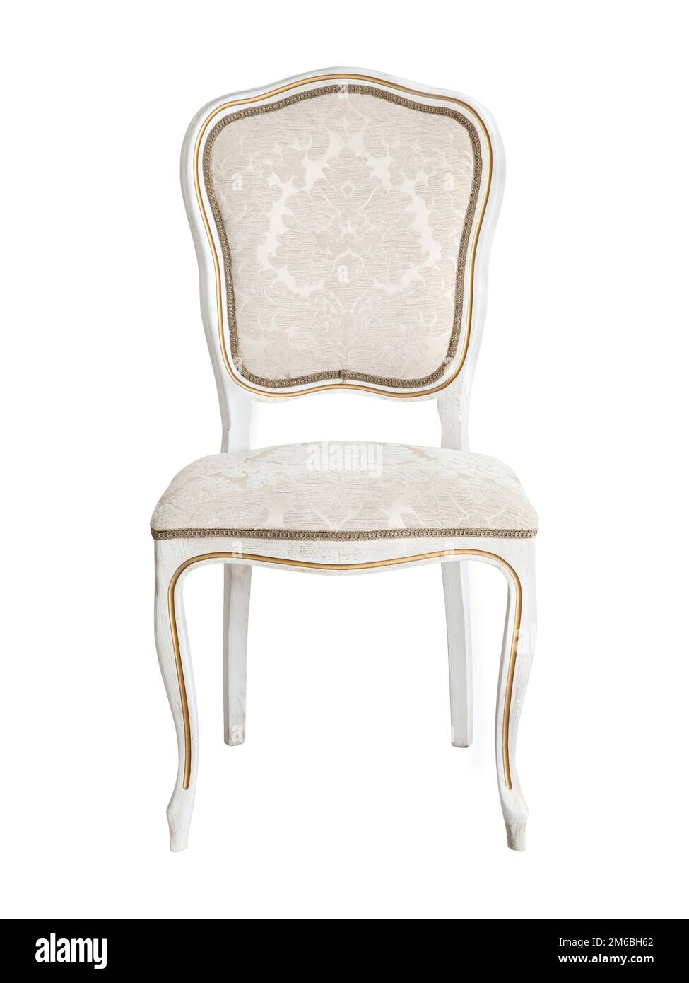 Textile classic white chair isolated Stock Photo - Alamy