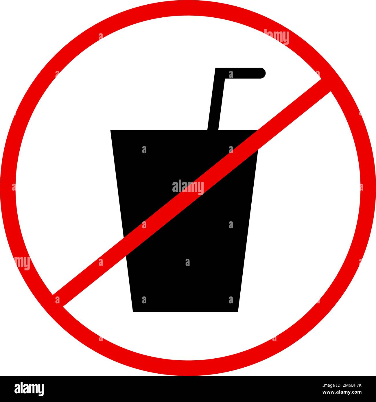 No drink allowed. Drink cup silhouette and prohibition mark. Editable ...