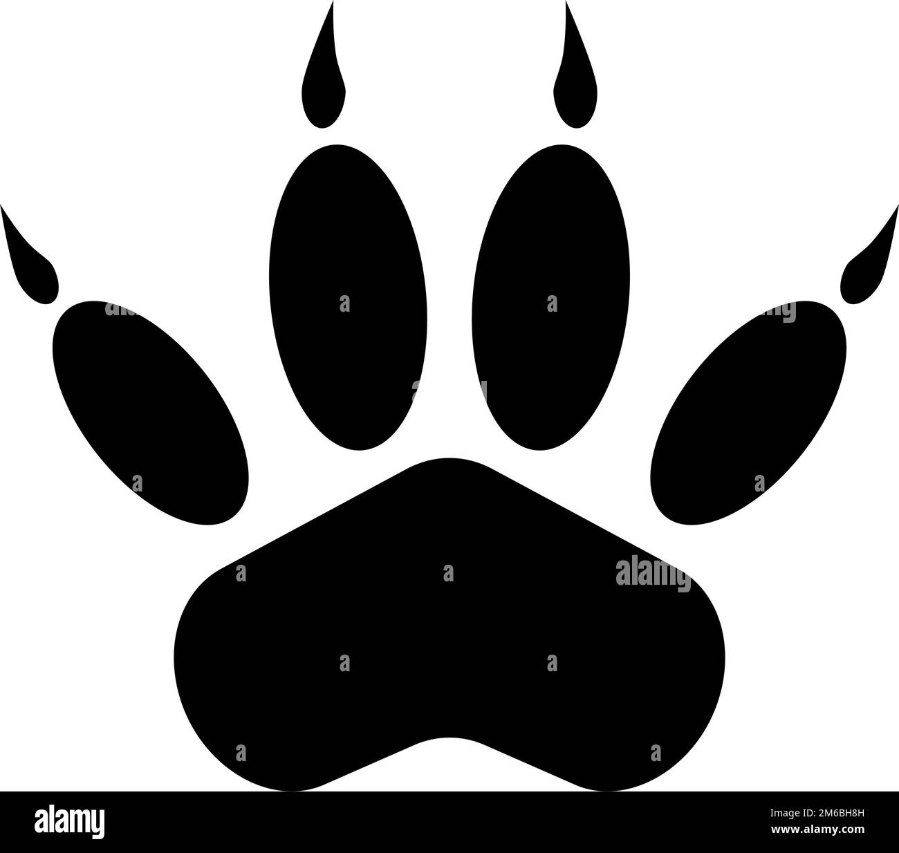 Paw silhouette icon with claw. Animal footprints. Editable vector Stock ...