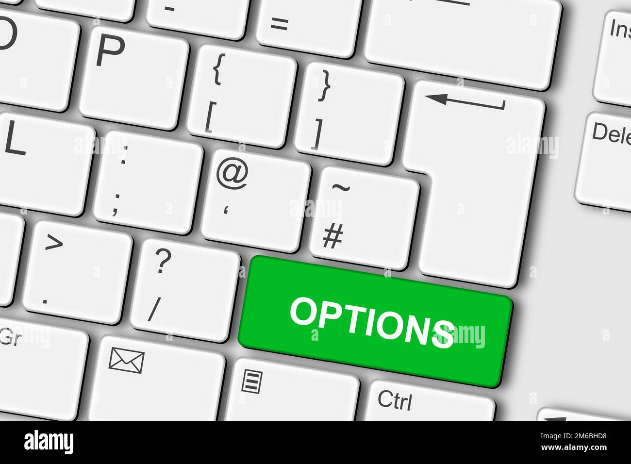Options concept PC computer keyboard 3d illustration Stock Photo - Alamy