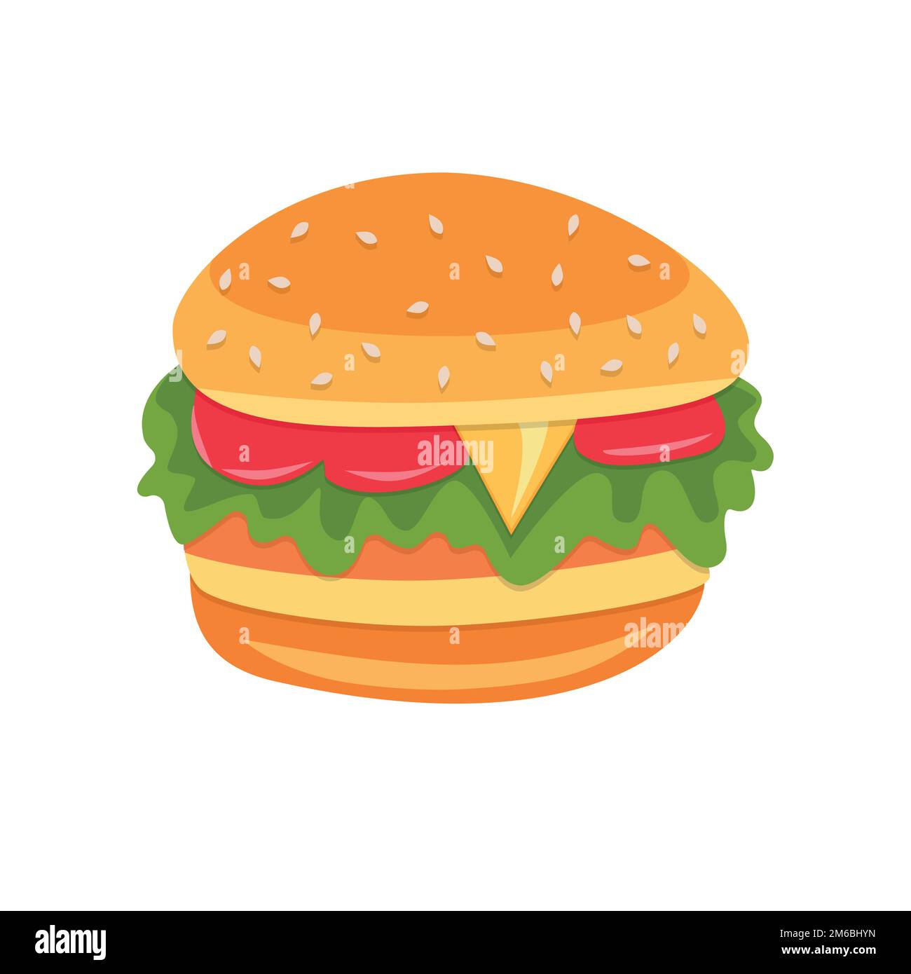 Illustration of stylized hamburger or cheeseburger. Fast food meal ...