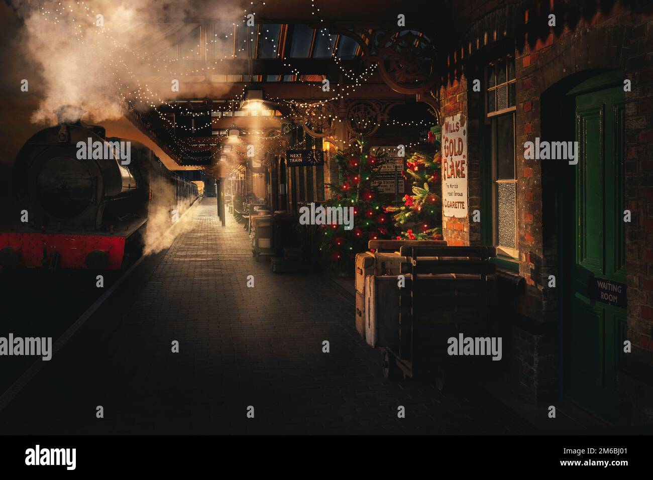 Steam Train at Christmas Stock Photo - Alamy