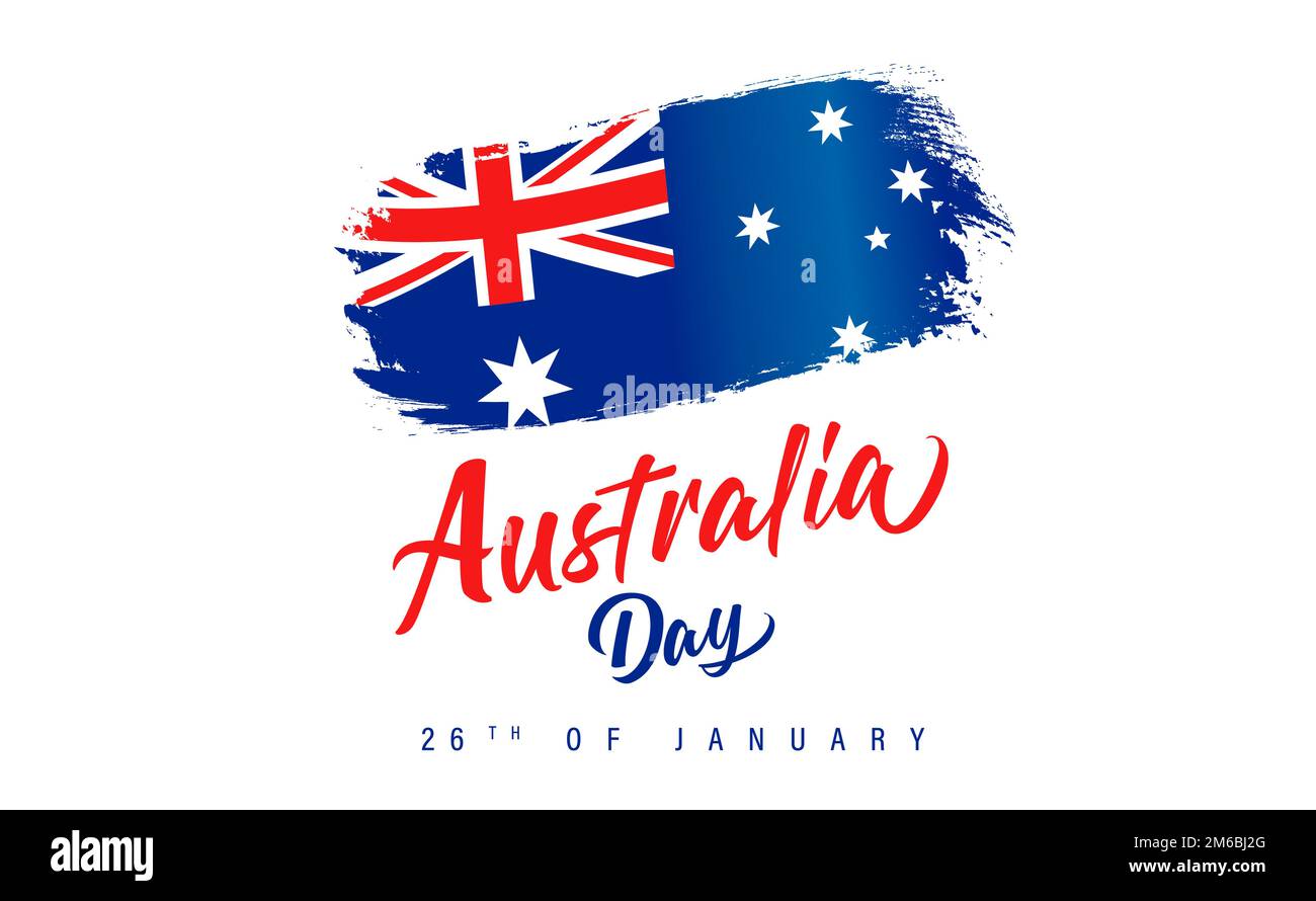 Happy Australia Day lettering and grunge flag. Patriotic country flag ...