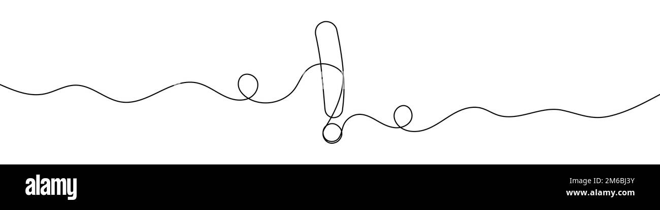 Exclamation mark linear background. One continuous line drawing of ...