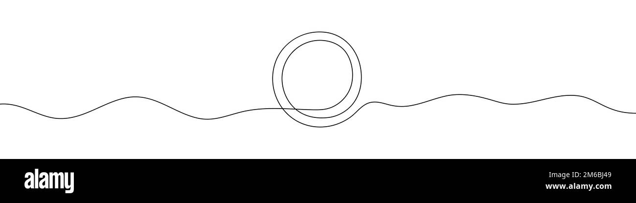 Continuous line drawing of round frame. One line icon of frame. One ...