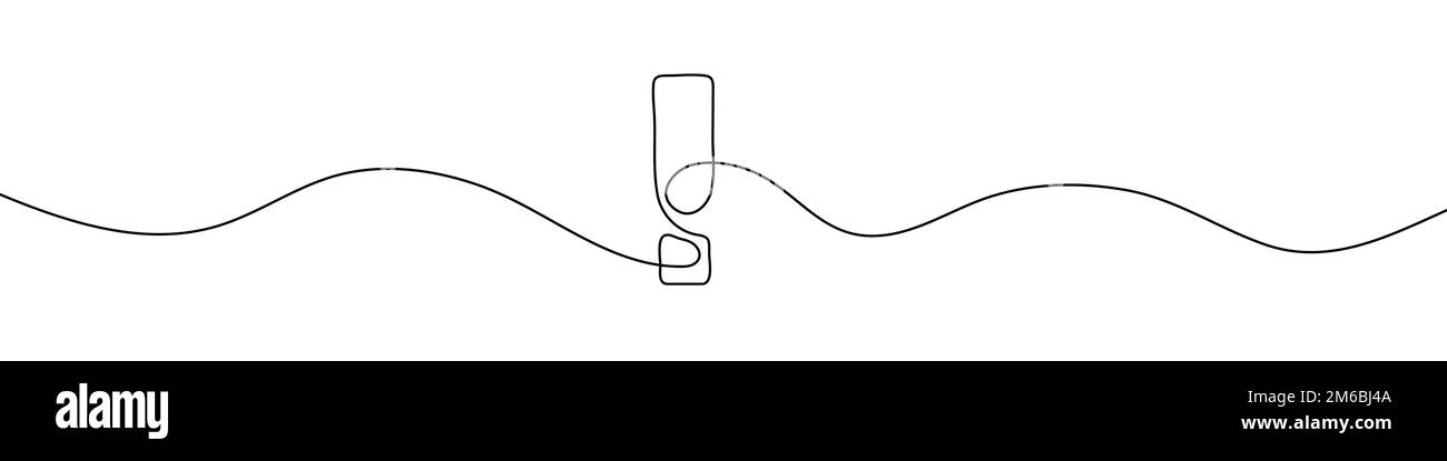 Exclamation mark linear background. One continuous line drawing of ...