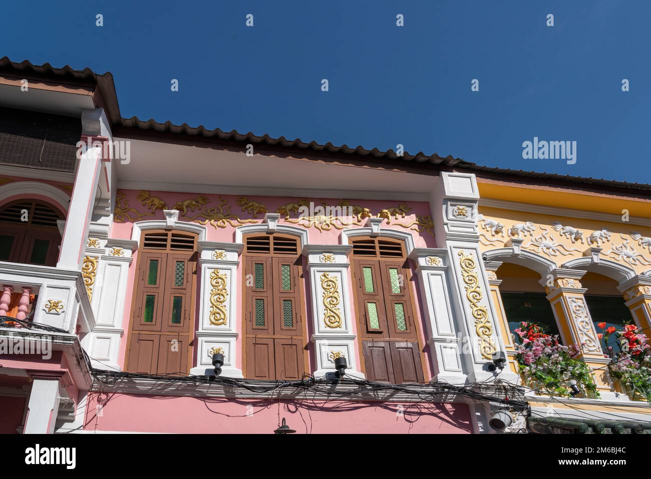 Town houses in Phuket Town, an array of colourful Sino-Portuguese ...