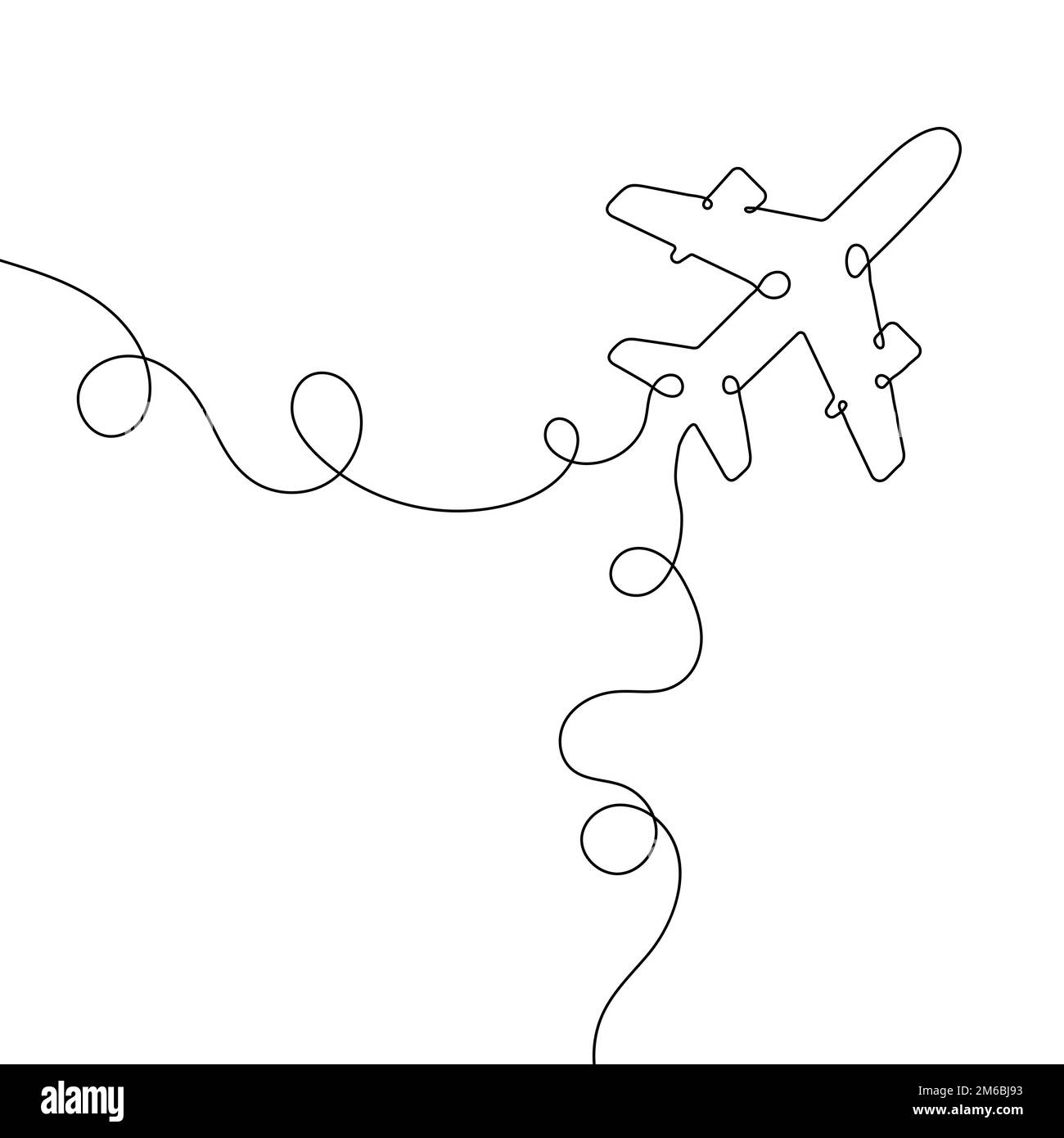 Continuous line drawing of airplane icon. Aircraft linear icon. One ...