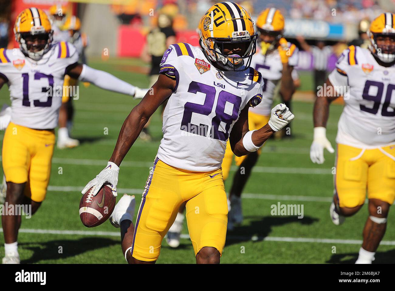 LSU safety Major Burns celebrates after a play against Purdue during ... LSU safety Major Burns celebrates after a play against Purdue during ...