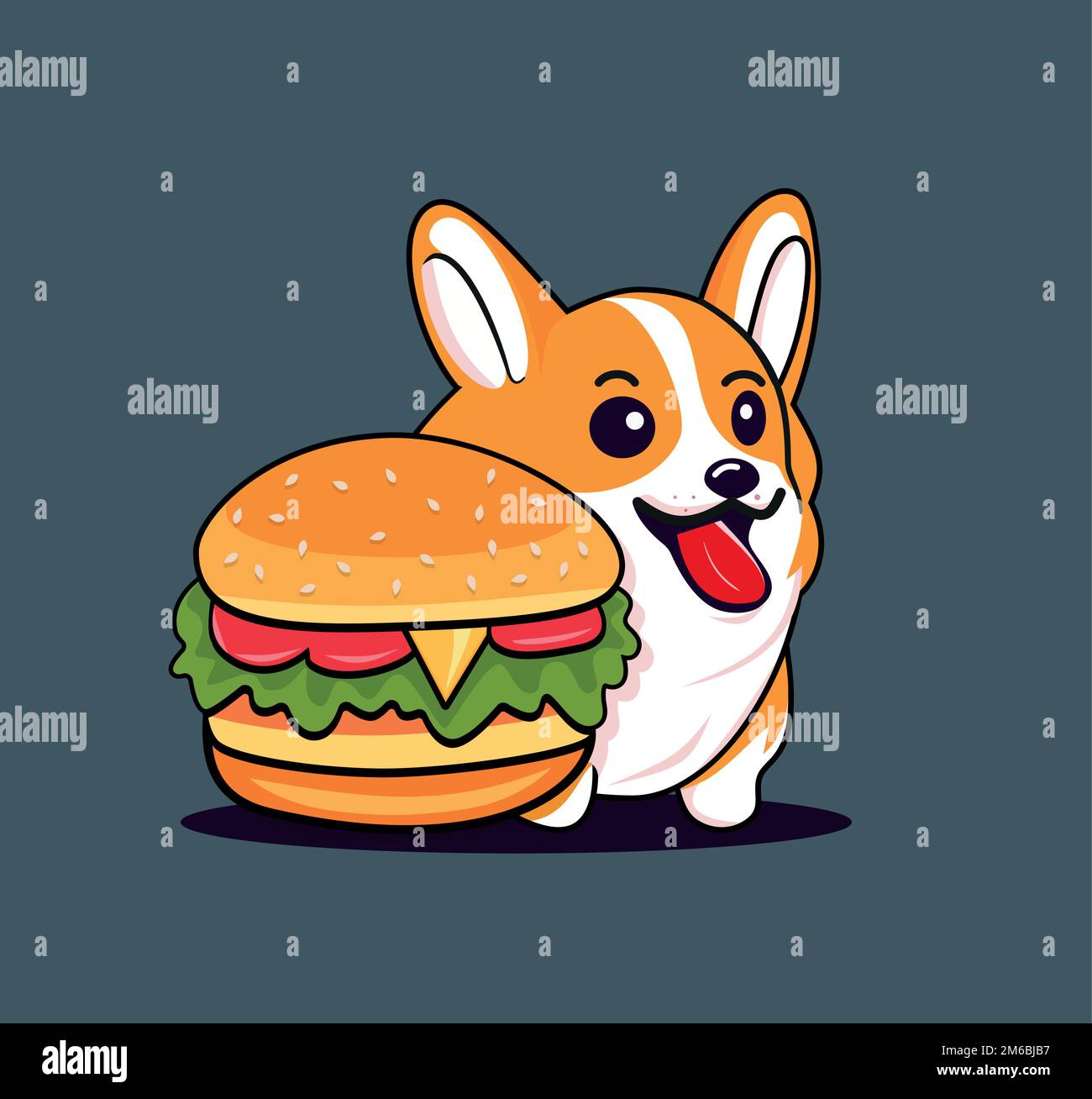 Cute shiba inu eating burger cartoon illustration Eps 10 Stock Vector ...