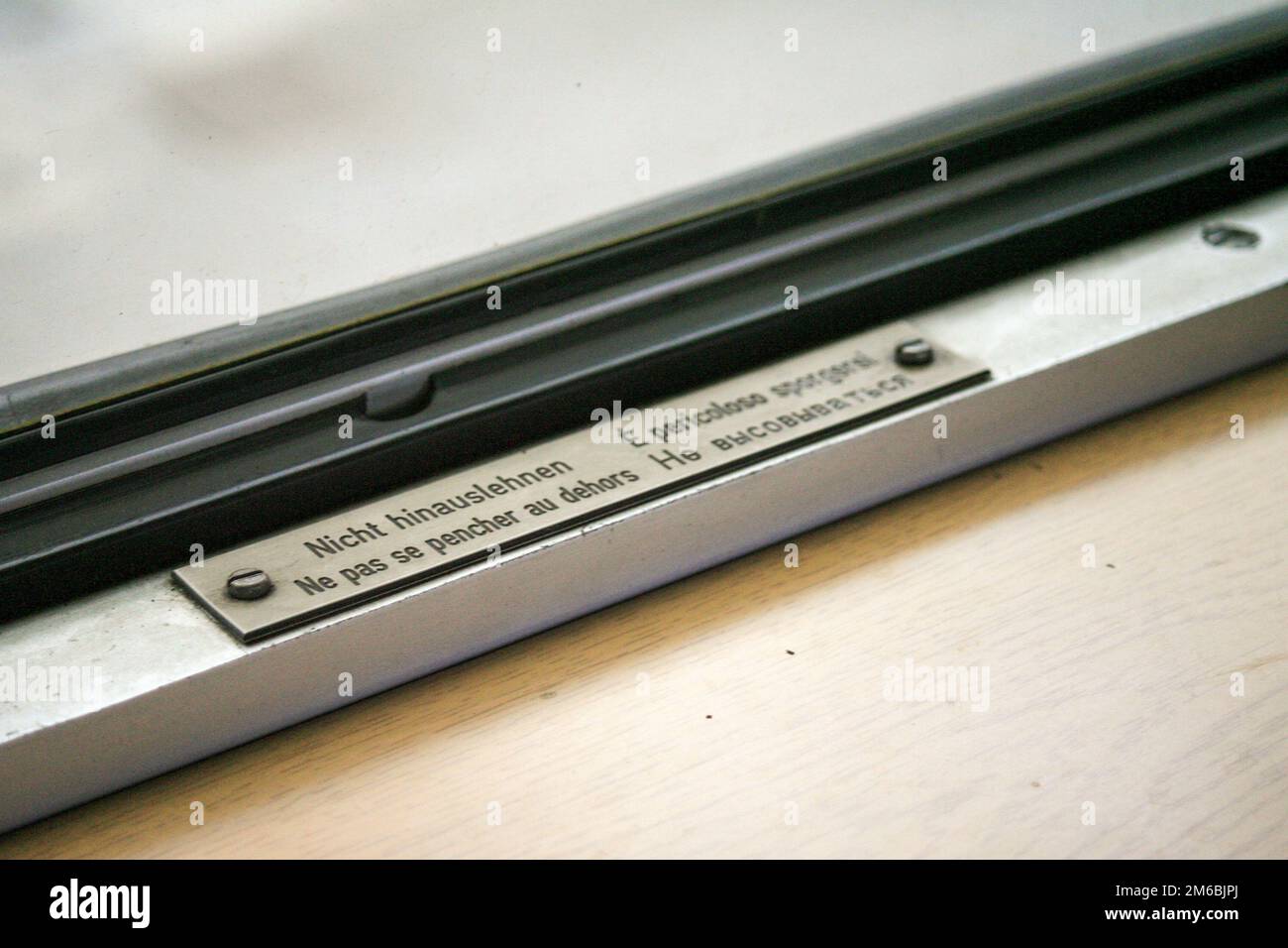 Do not lean out! Stock Photo - Alamy