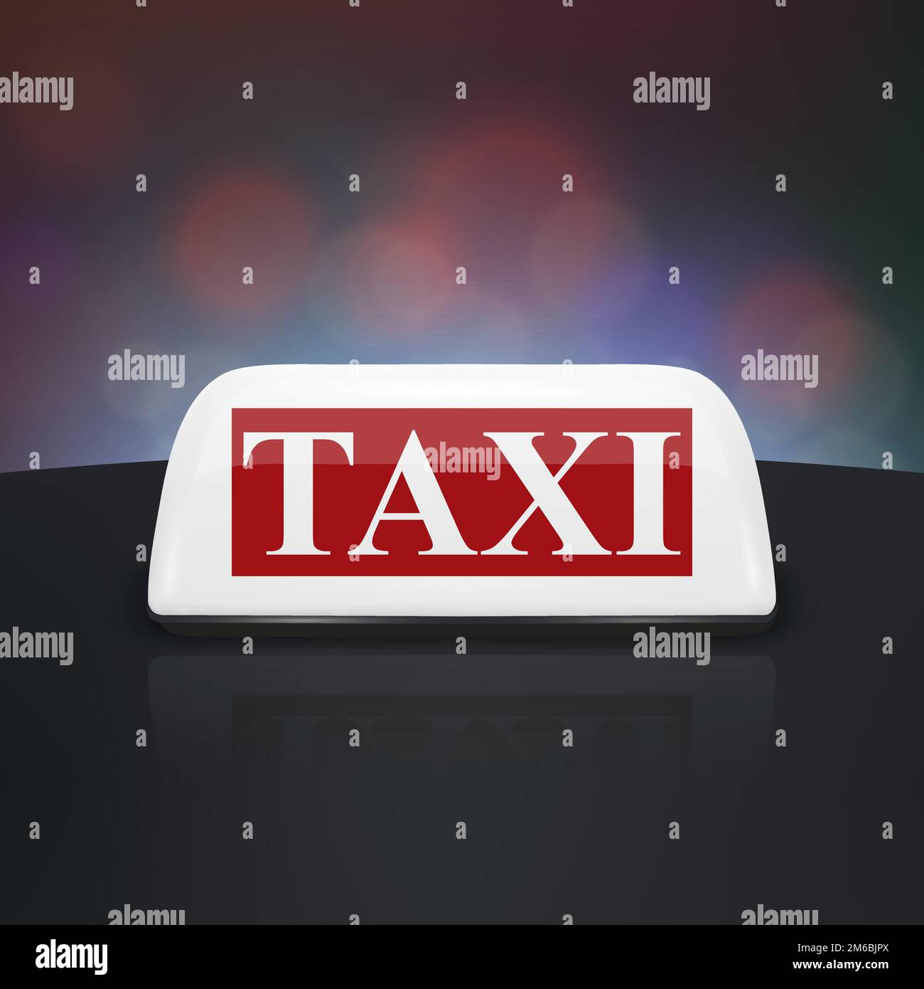 Vector 3d Realistic Taxi Car Roof Sign Closeup on the Roof of a Car on ...