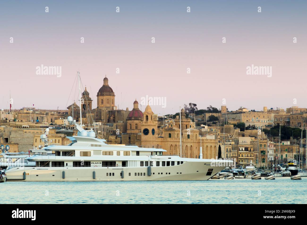 Birgu Marina and Super Yacht, Grand Harbour, Malta, Europe Stock Photo ...