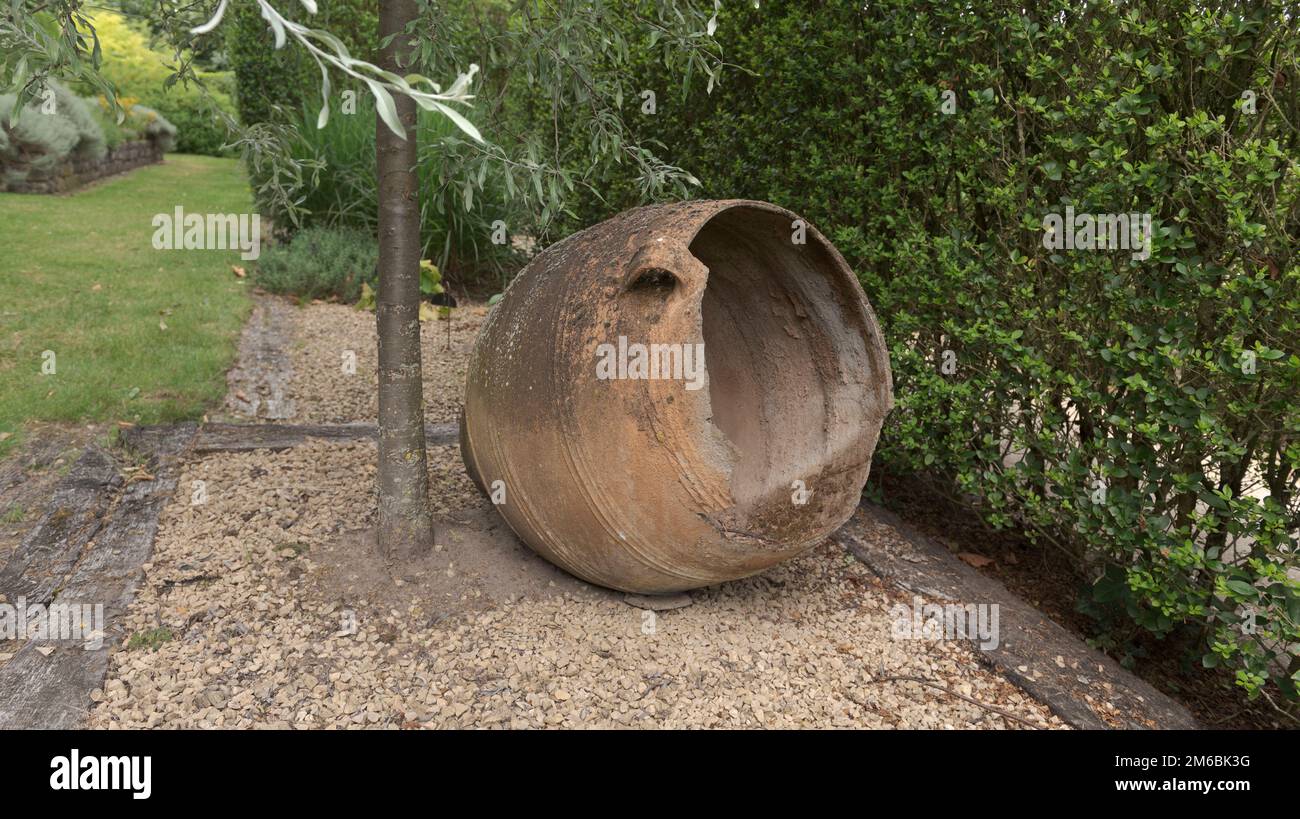 Antique wine jug under the tree Stock Photo - Alamy