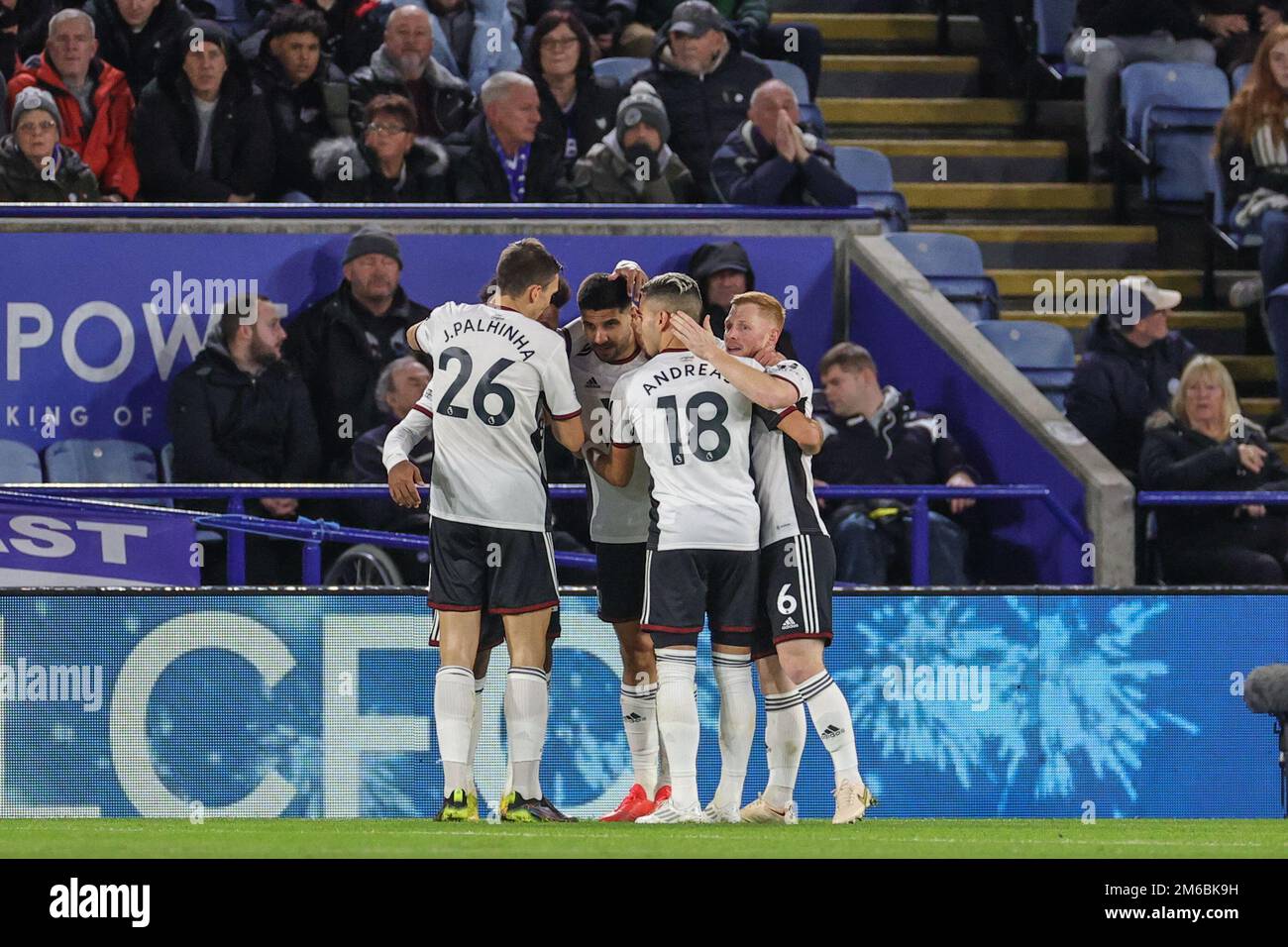 Aleksandar Mitrović #9 of Fulham celebrates his goal to make it 0-1 ...