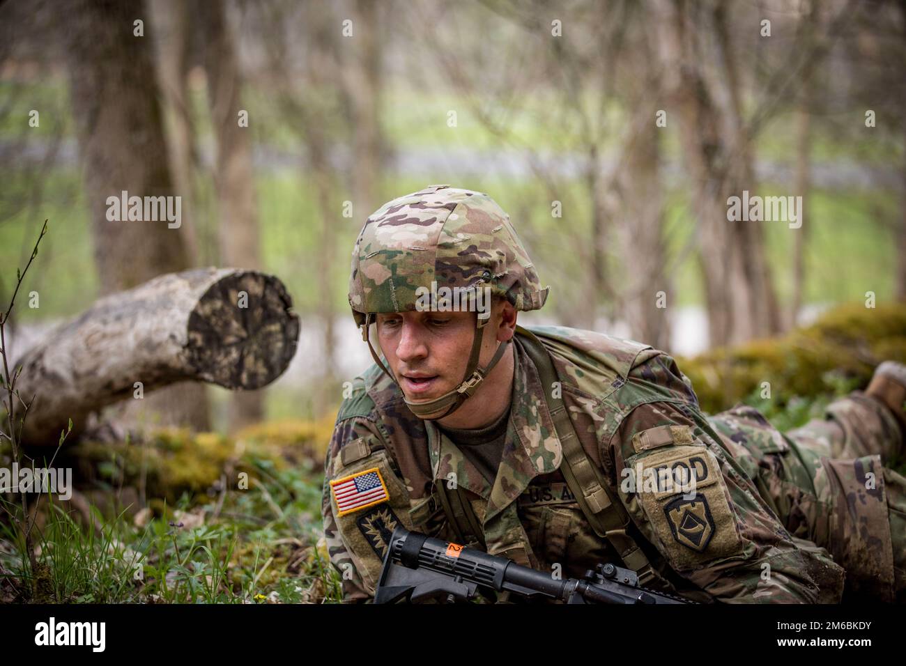 Staff Sgt. Matthew Black of the 753rd EOD low crawls during the hand ...