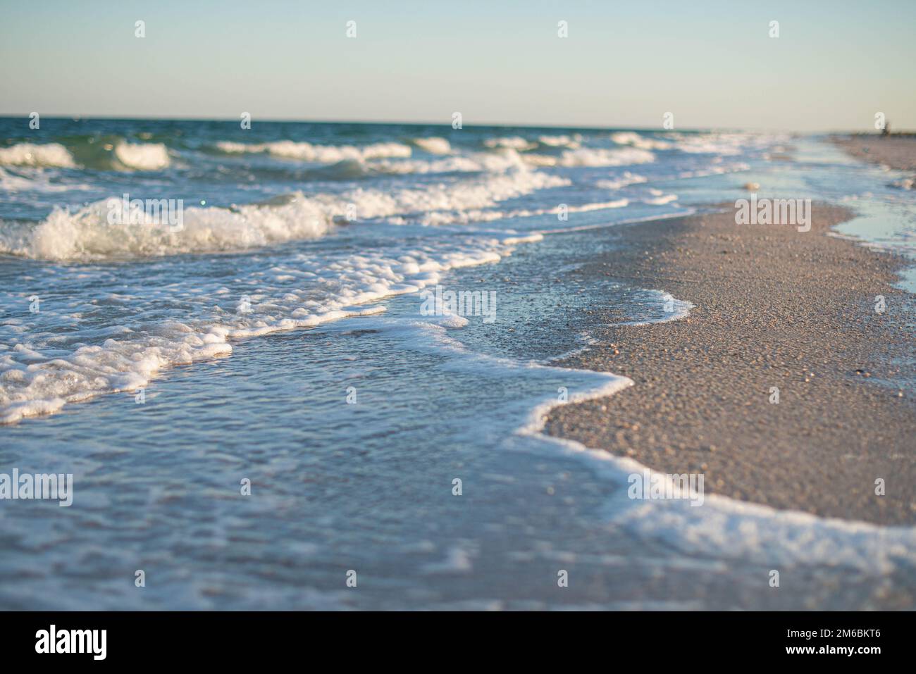 Sunset at the beach (Azov sea Stock Photo - Alamy