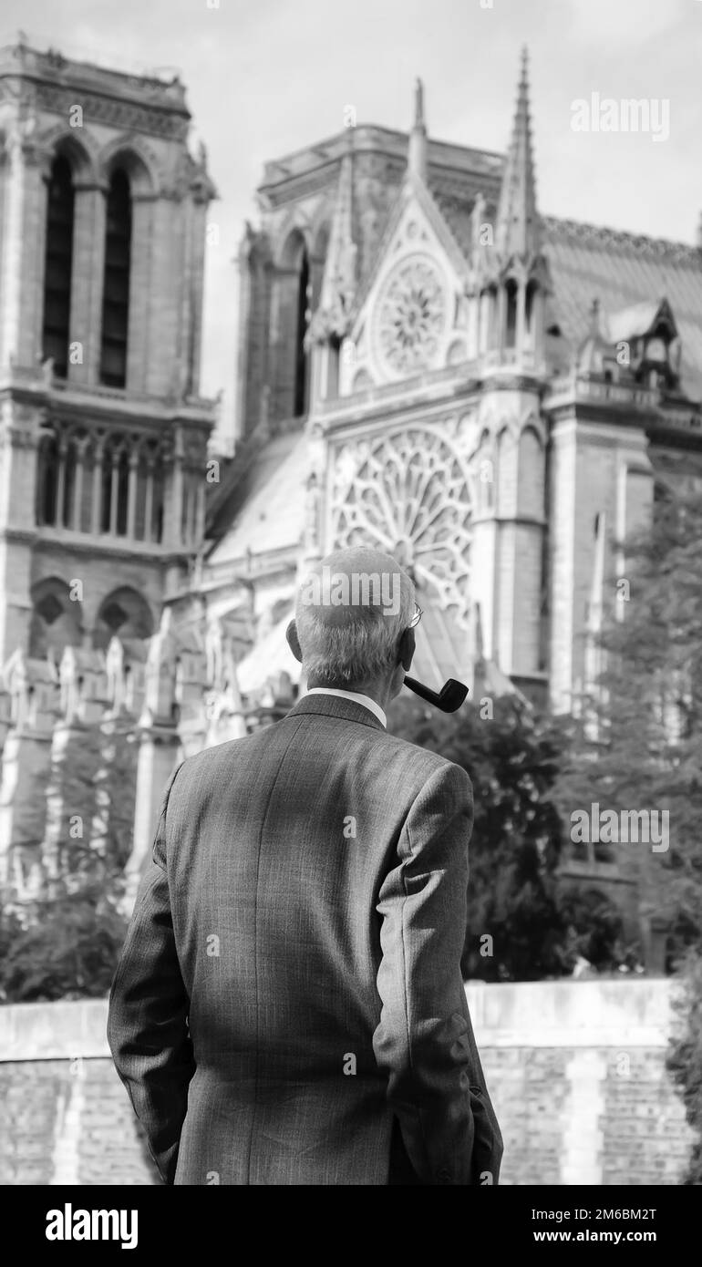 Senior businessman look city view Black and White Stock Photos & Images ...