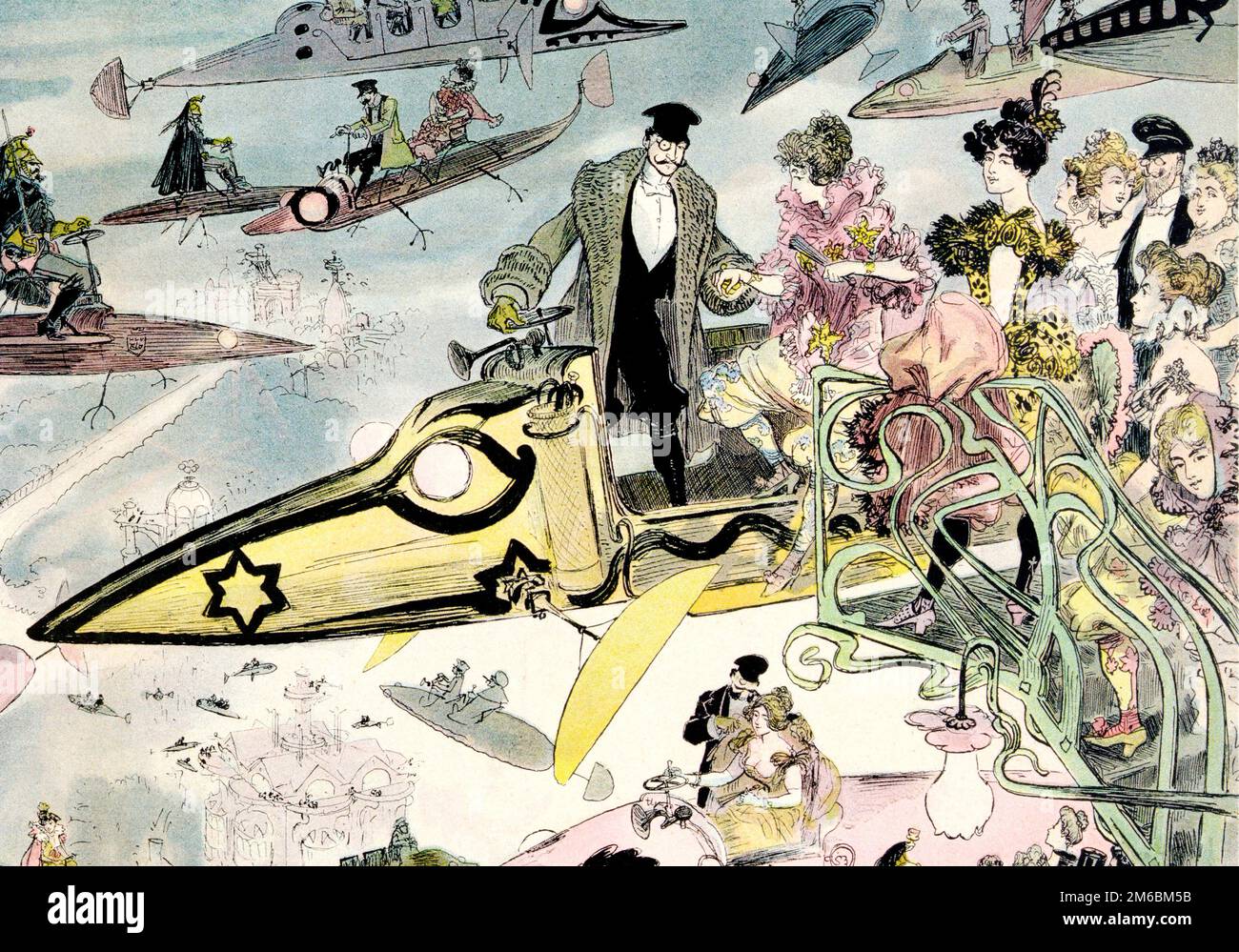 Albert Robida - Detail from Going to the Opera - Leaving the Opera in ...