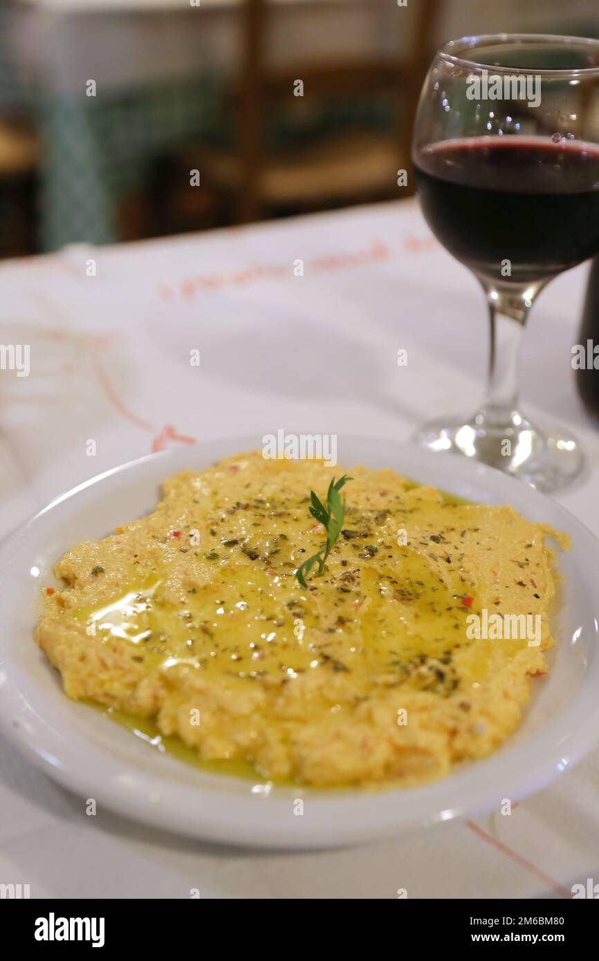 Greek dish of mushed salty cheese and spices Stock Photo - Alamy