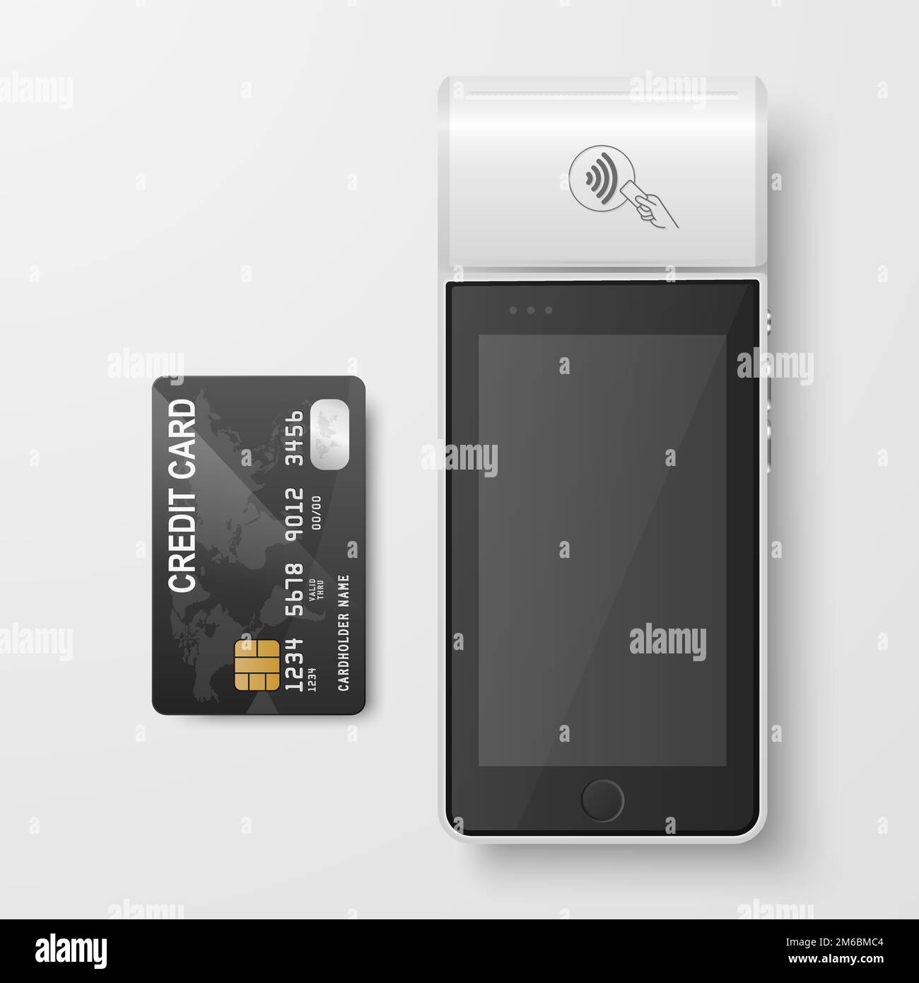 Vector 3d White NFC Payment Machine and Credit Card Isolated. Wi-fi ...